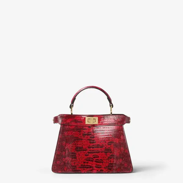 Fendi Peekaboo Iseeu Petite Dark Red Lizard Leather Bag